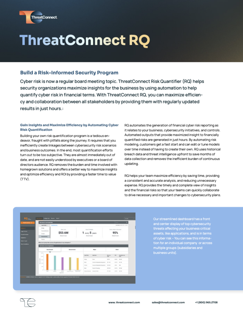 ThreatConnect Risk Quantifier | Resources | ThreatConnect