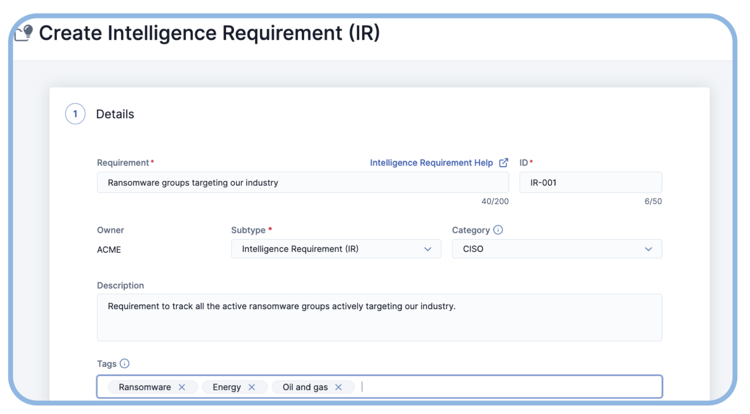 Threat Intelligence Requirements | Intelligence Requirements